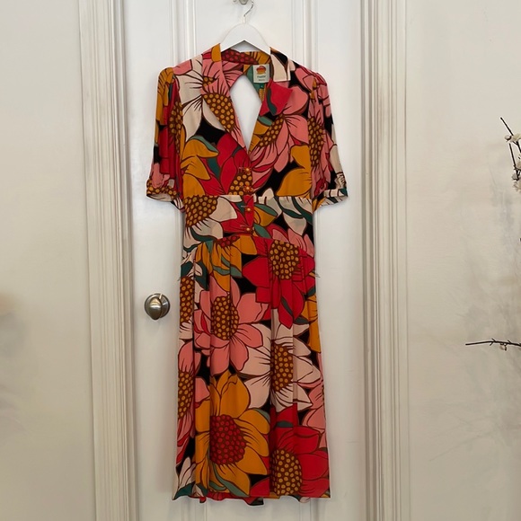 FARM Rio | Dresses | Farm Rio Colorful Sunflower Midi Dress | Poshmark